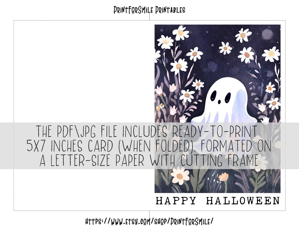 Happy Halloween Card PRINTABLE Ghost