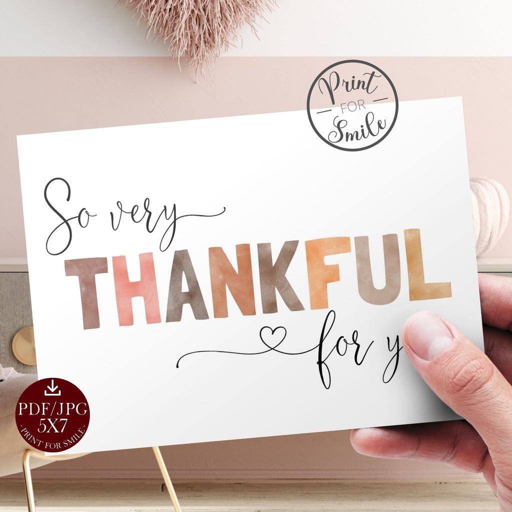 So Very Thankful For You Card PRINTABLE Thanksgiving