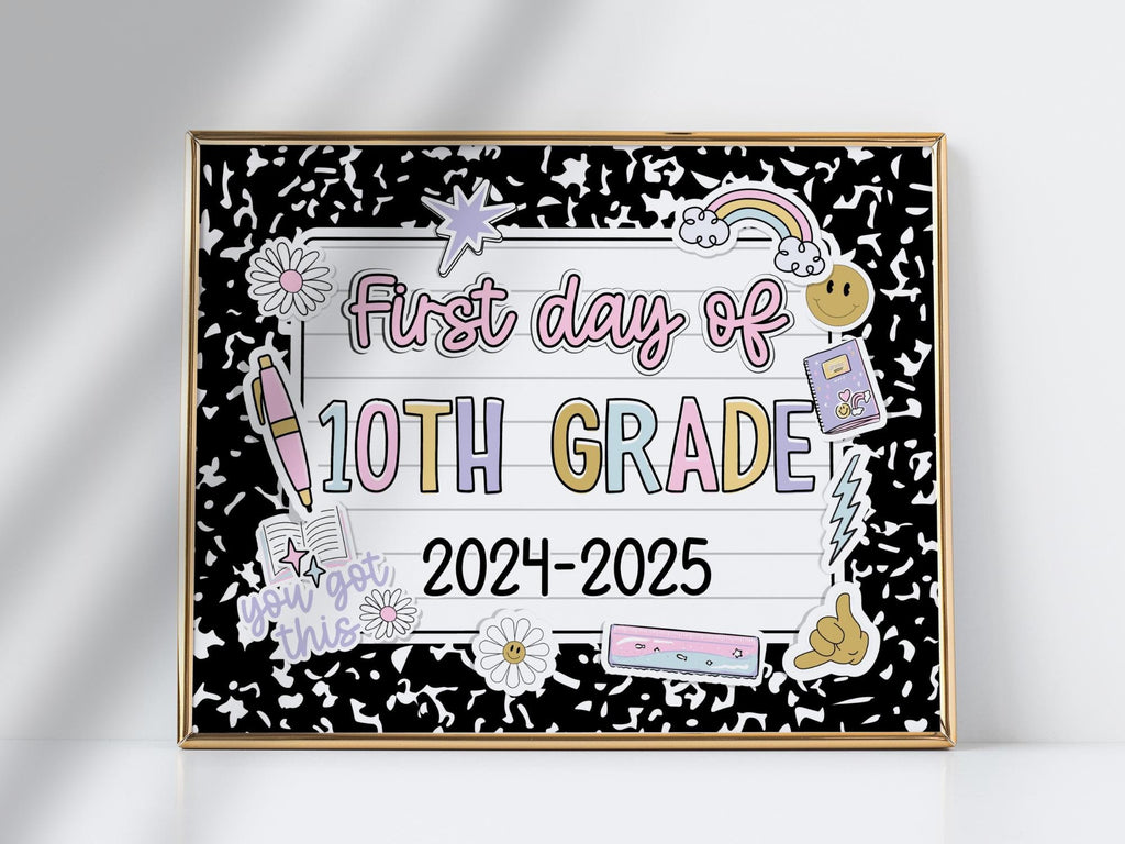 First Day Of 10th Grade Sign Pastel PRINTABLE, First Day Of Tenth Grad