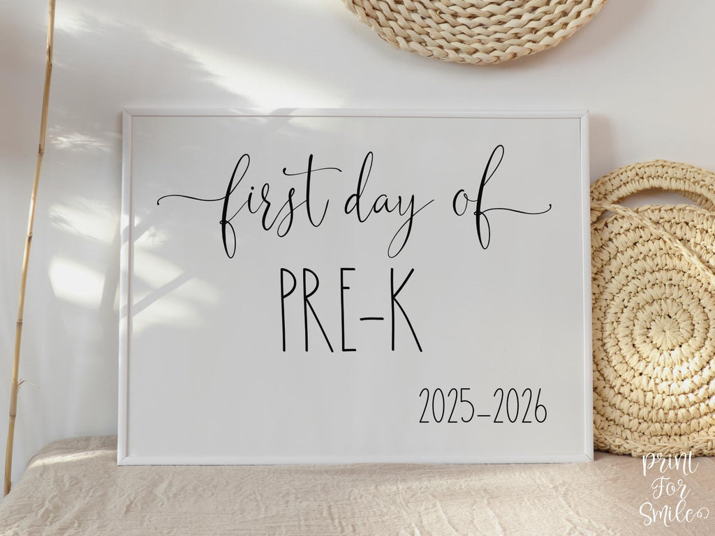 First Day Of Pre-K Sign PRINTABLE Back To School Sign Photo Prop