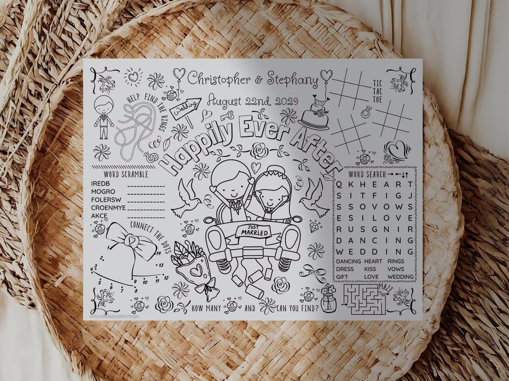 Wedding Placemat PRINTABLE Coloring Kids Activity