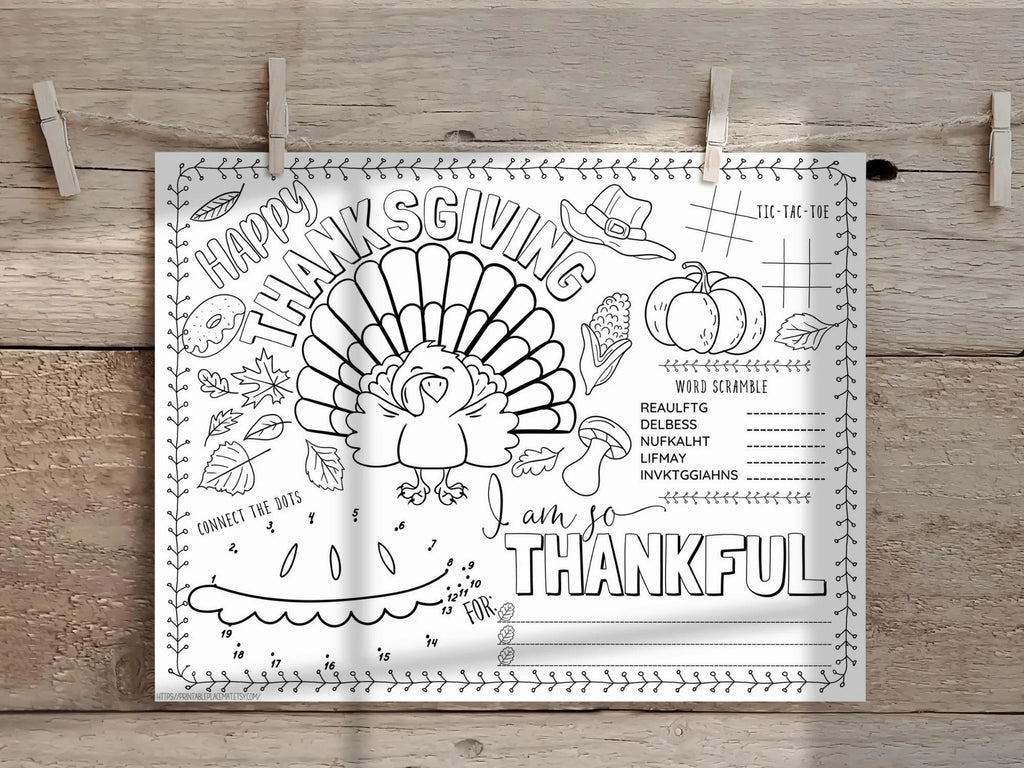 Thanksgiving Placemat PRINTABLE Coloring