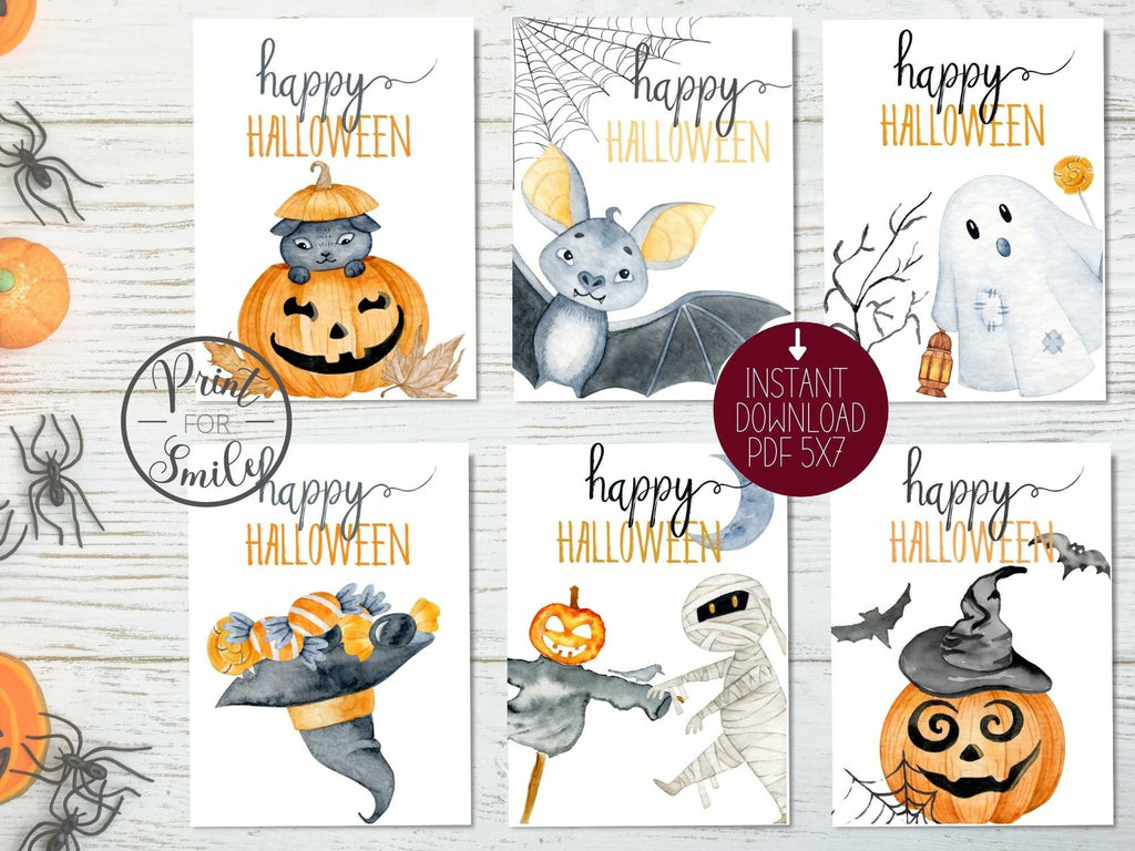 PRINTABLE Happy Halloween Cards Set