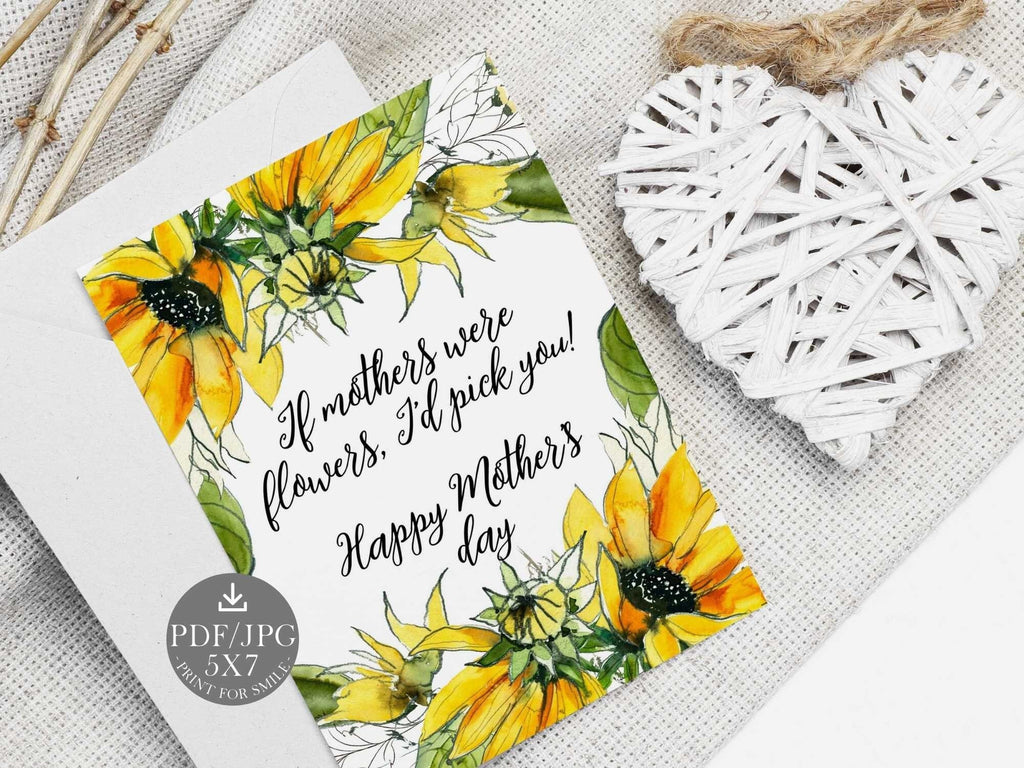 Happy Mother's Day Card Printable Sunflower