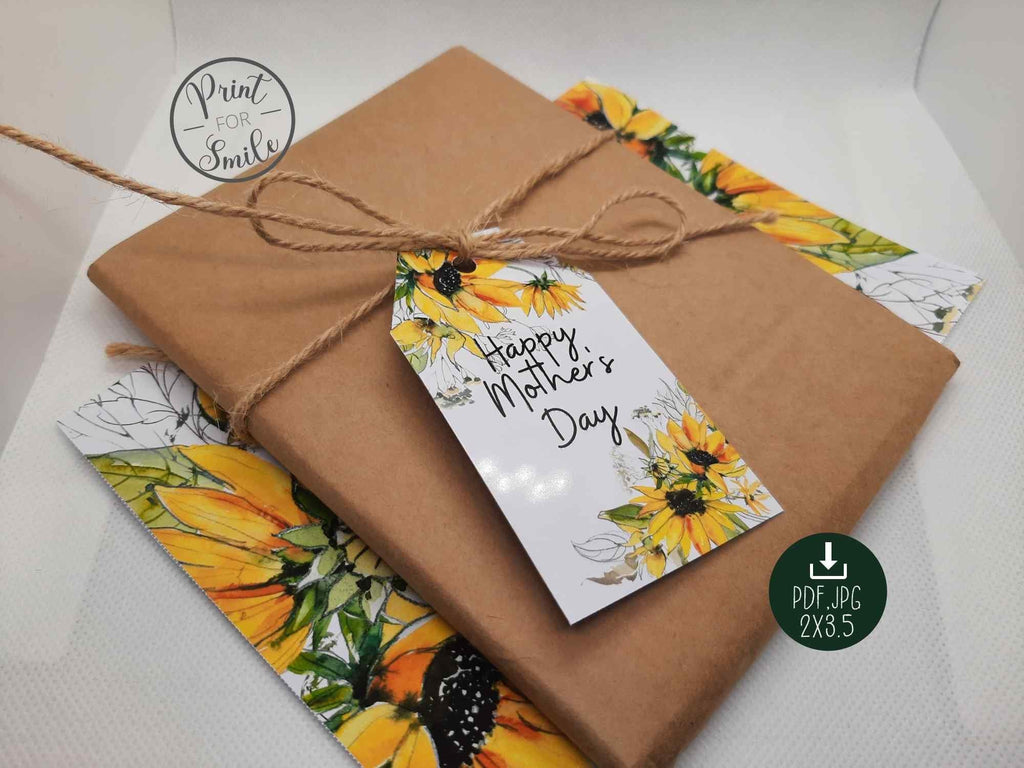 Printable Mother's Day Gift Tag Sunflower