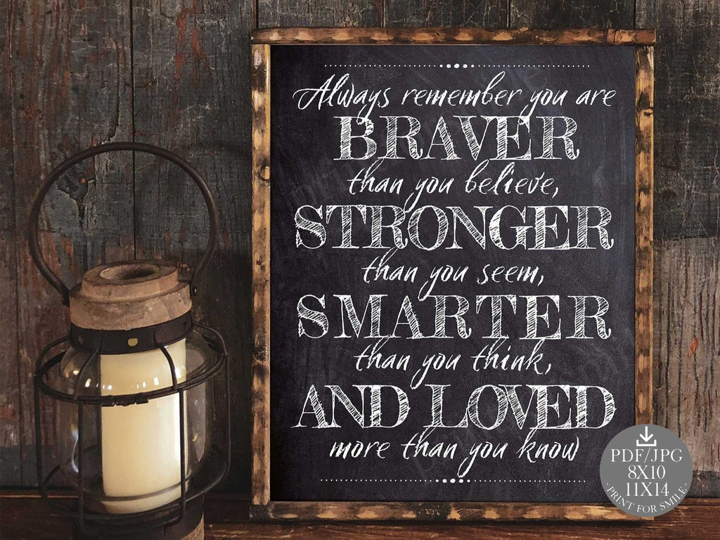 Always Remember You Are Braver Than You Believe Stronger Than You Seem