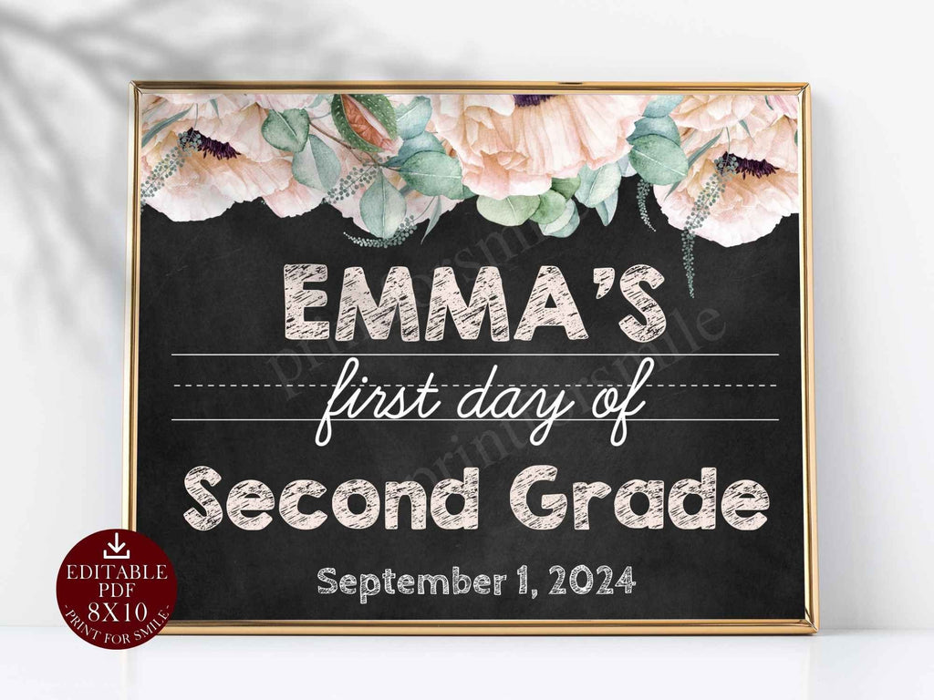 Editable PRINTABLE First Day Of School Sign Girl PDF Template