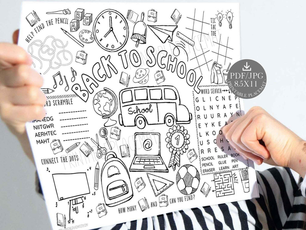 Back To School Placemat PRINTABLE First Day Of School Placemat Colorin