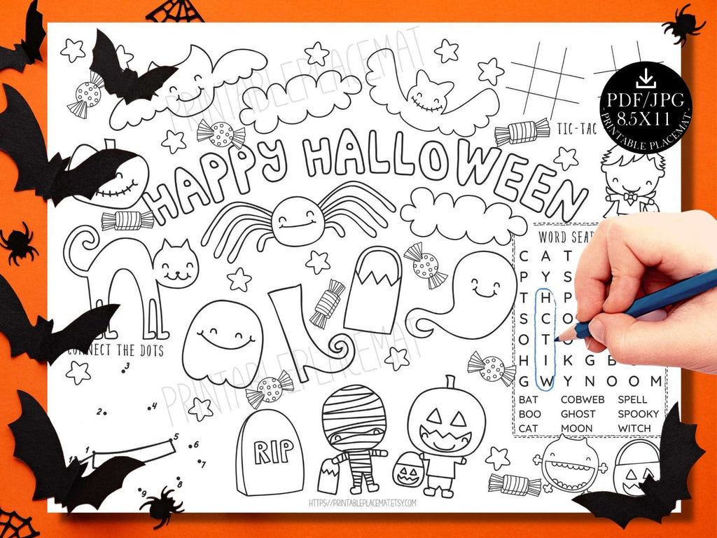 Halloween Placemat Coloring Page PRINTABLE