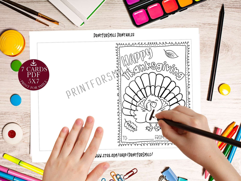 Thanksgiving Coloring Cards PRINTABLE