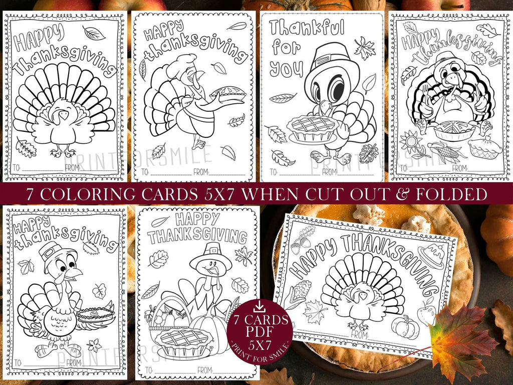 Thanksgiving Coloring Cards PRINTABLE