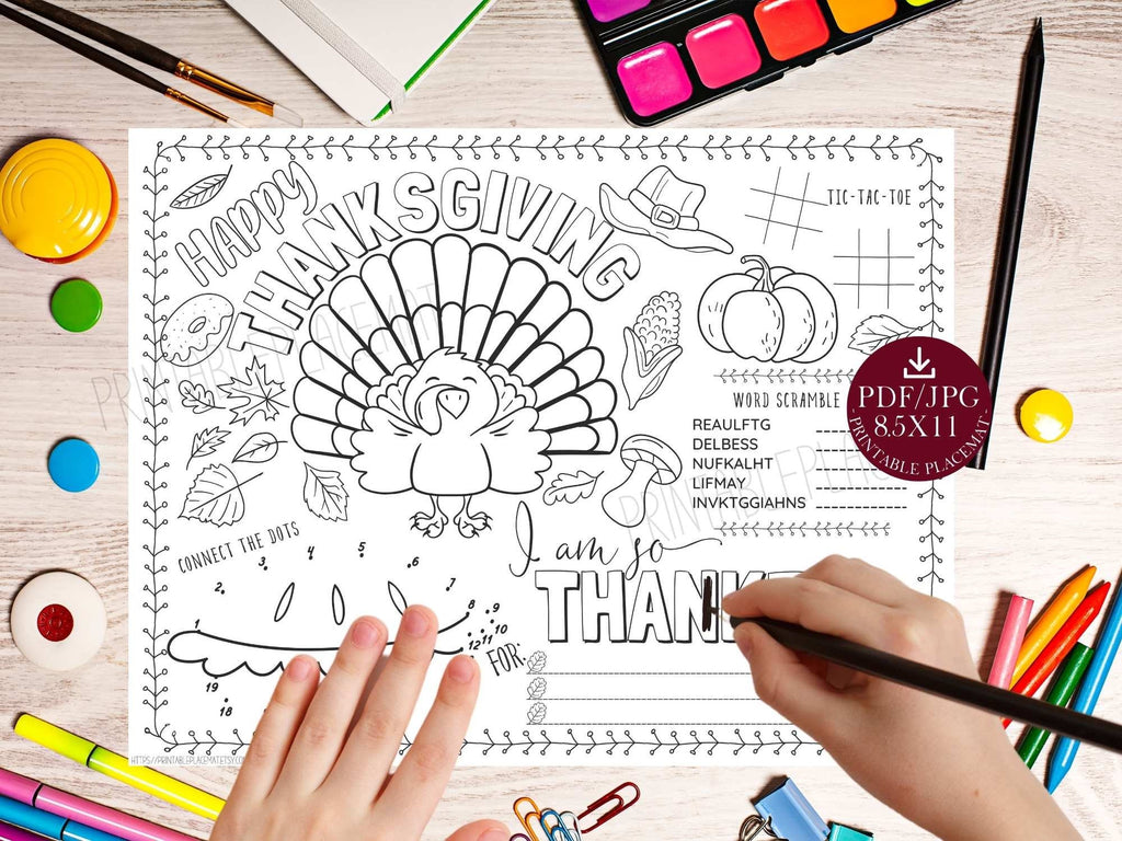 Thanksgiving Placemat PRINTABLE Coloring