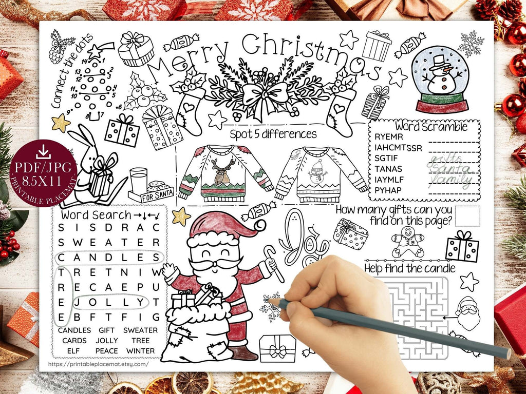 Christmas Placemat Printable Coloring Page