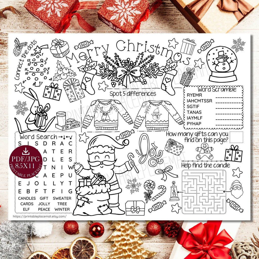Christmas Placemat Printable Coloring Page