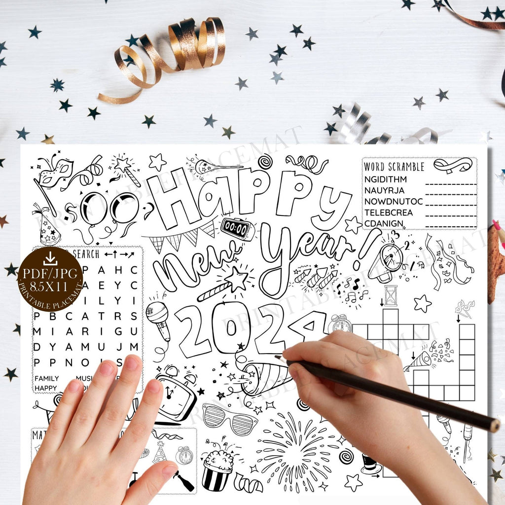 New Years Placemat PRINTABLE Happy New Year 2024