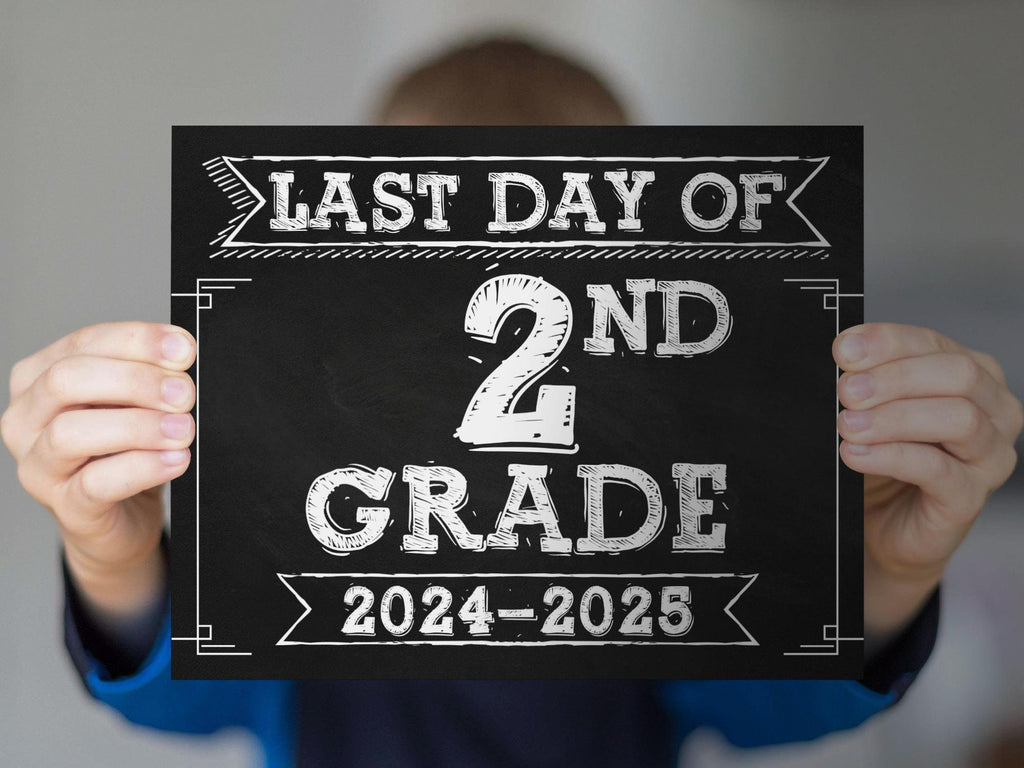 Last Day Of 2nd Grade Sign Second School Chalkboard Printable 2025