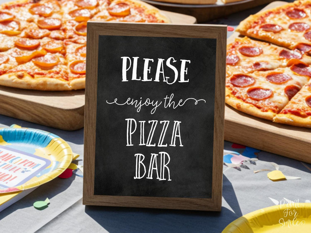 Pizza Bar Sign Graduation PRINTABLE, Grad Party Decor, Chalkboard Deco