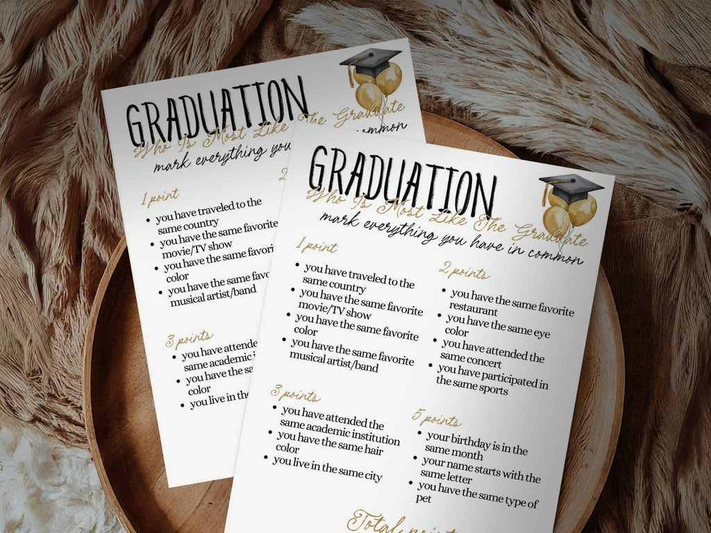 Who Is Most Like The Graduate Graduation Game Printable College Gradua