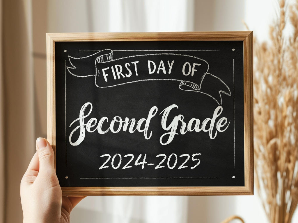 First Day Of Second Grade Sign Printable 2nd Grade Sign School Chalkbo