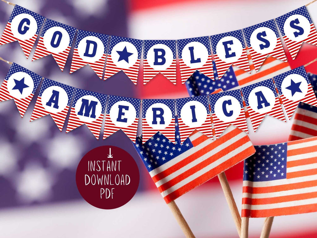 God Bless America Banner PRINTABLE Patriotic