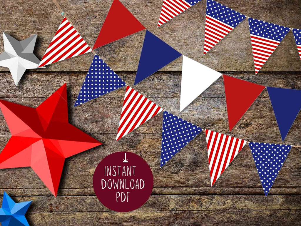 Patriotic Banner PRINTABLE Patriotic Bunting Red White And Blue - 3 St