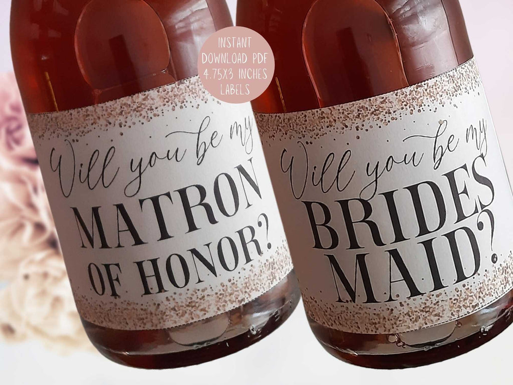 Bridesmaid Proposal Champagne Labels PRINTABLE For Standard Bottles Ma