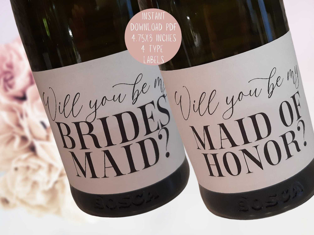 Bridesmaid Label Bridesmaid Proposal Champagne Labels PRINTABLE Matron