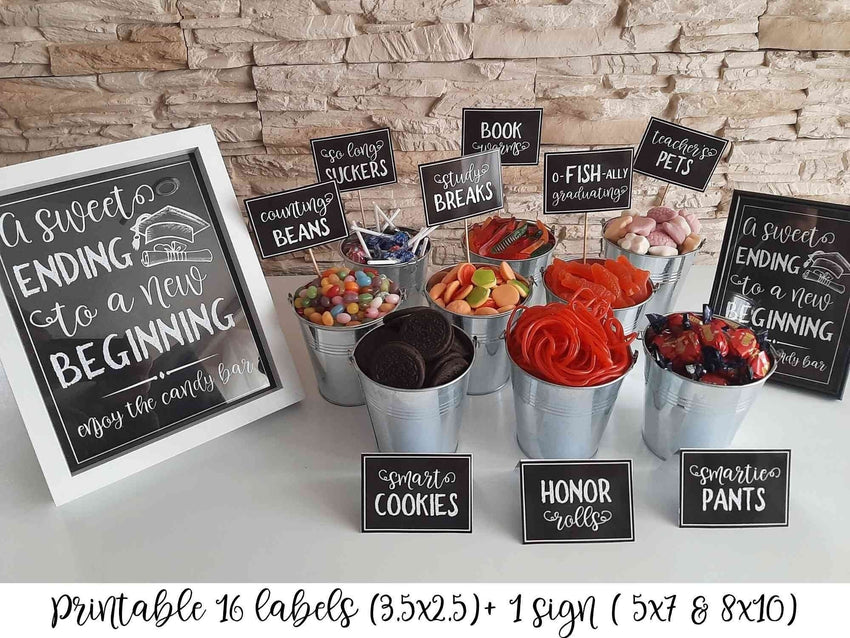 Graduation Candy Bar Labels And Sign Buffet PRINTABLE
