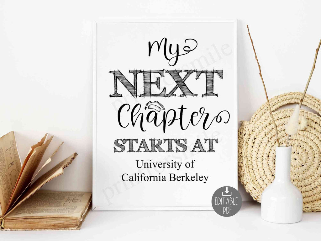 My Next Chapter Starts At Sign PRINTABLE Graduation