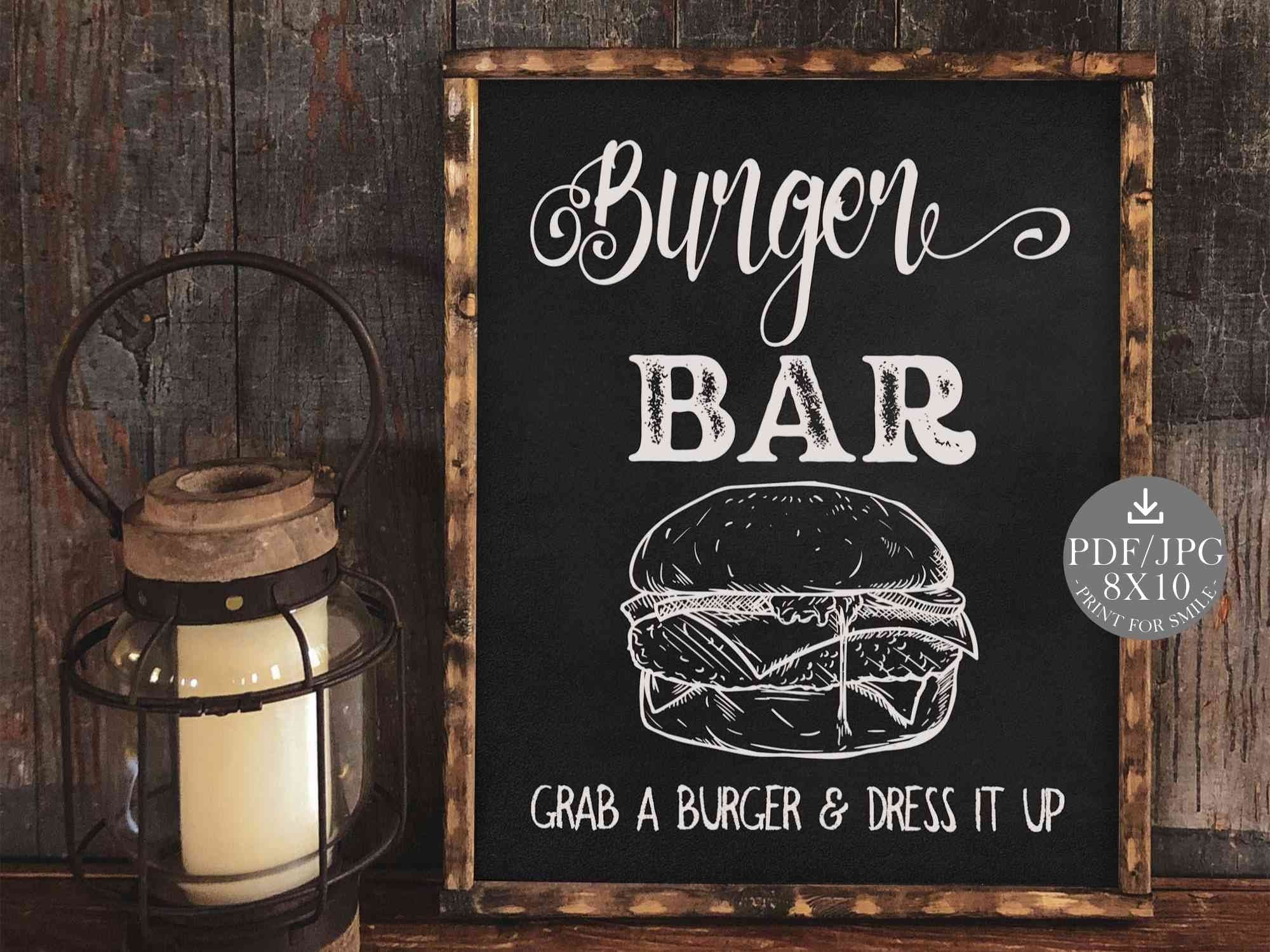 Burger Bar Sign PRINTABLE Graduation Chalkboard