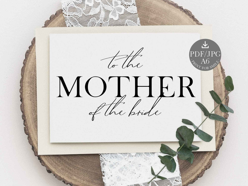 Wedding Card To Mother Of The Bride Card Wedding Day Card PRINTABLE