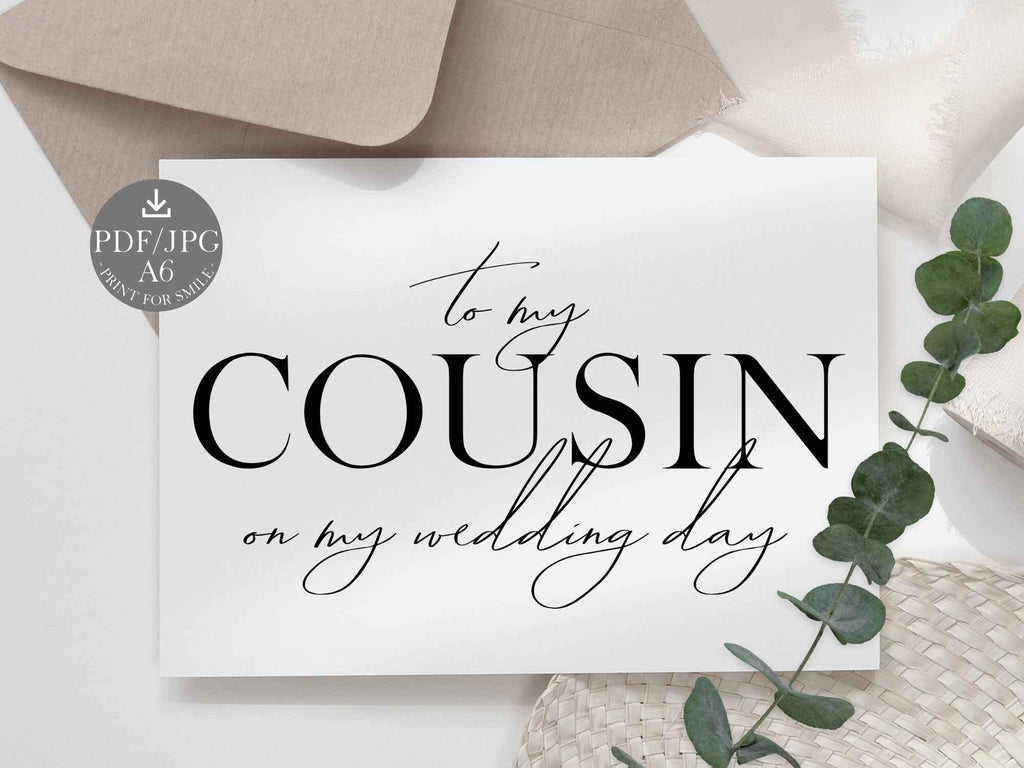 Wedding Card To My Cousin On My Wedding Day Card PRINTABLE