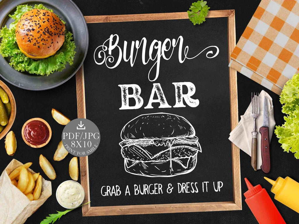 Burger Bar Sign PRINTABLE Graduation Chalkboard