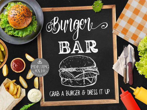 Burger Bar Sign PRINTABLE Graduation Chalkboard