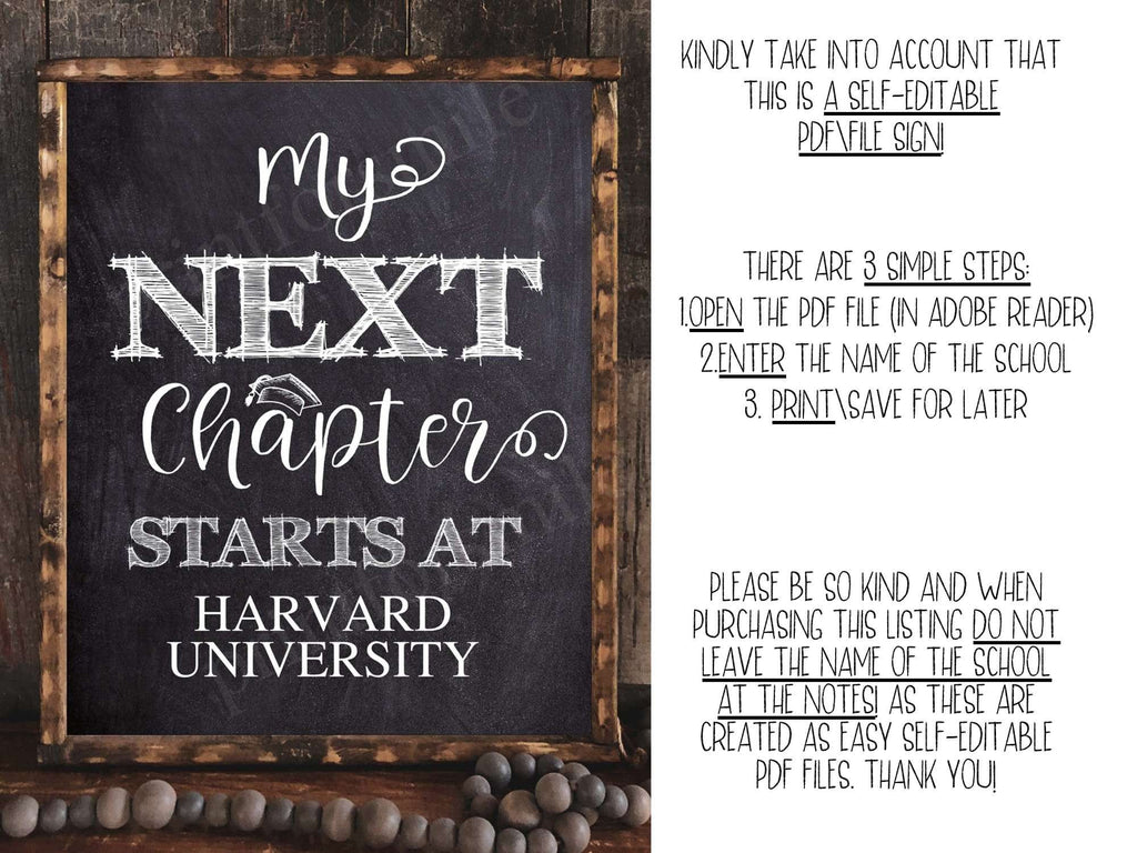 My Next Chapter Starts At Graduation Sign PRINTABLE