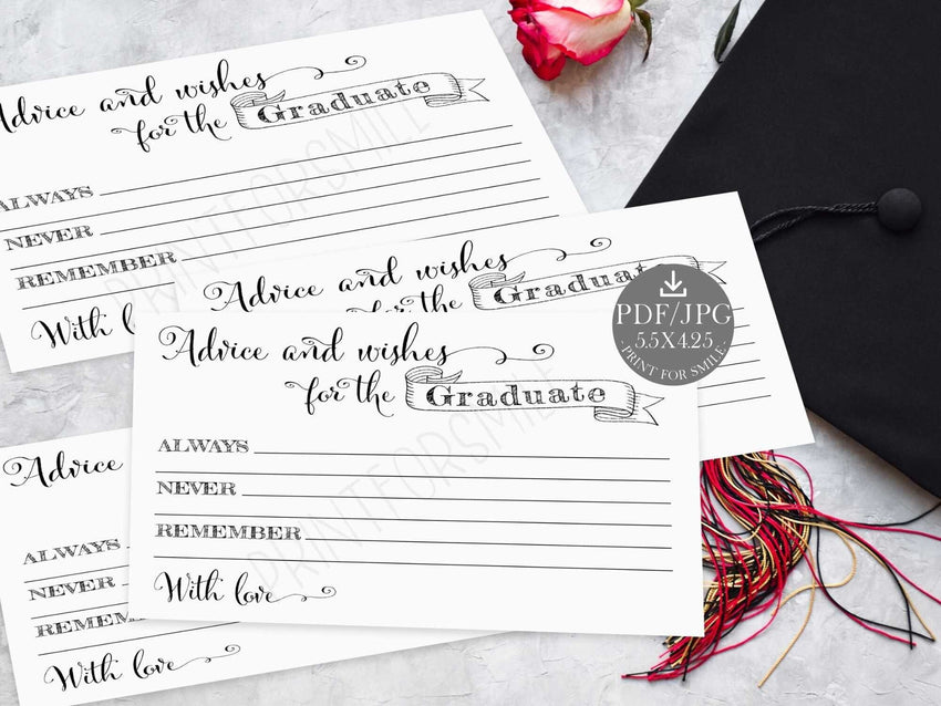 Graduation Advice Cards Wishes PRINTABLE