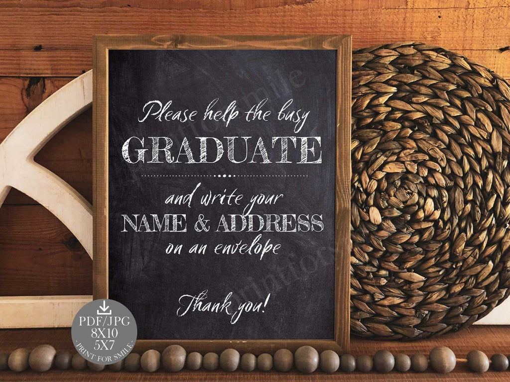 Graduation Name Address Sign PRINTABLE Envelope Chalkboard