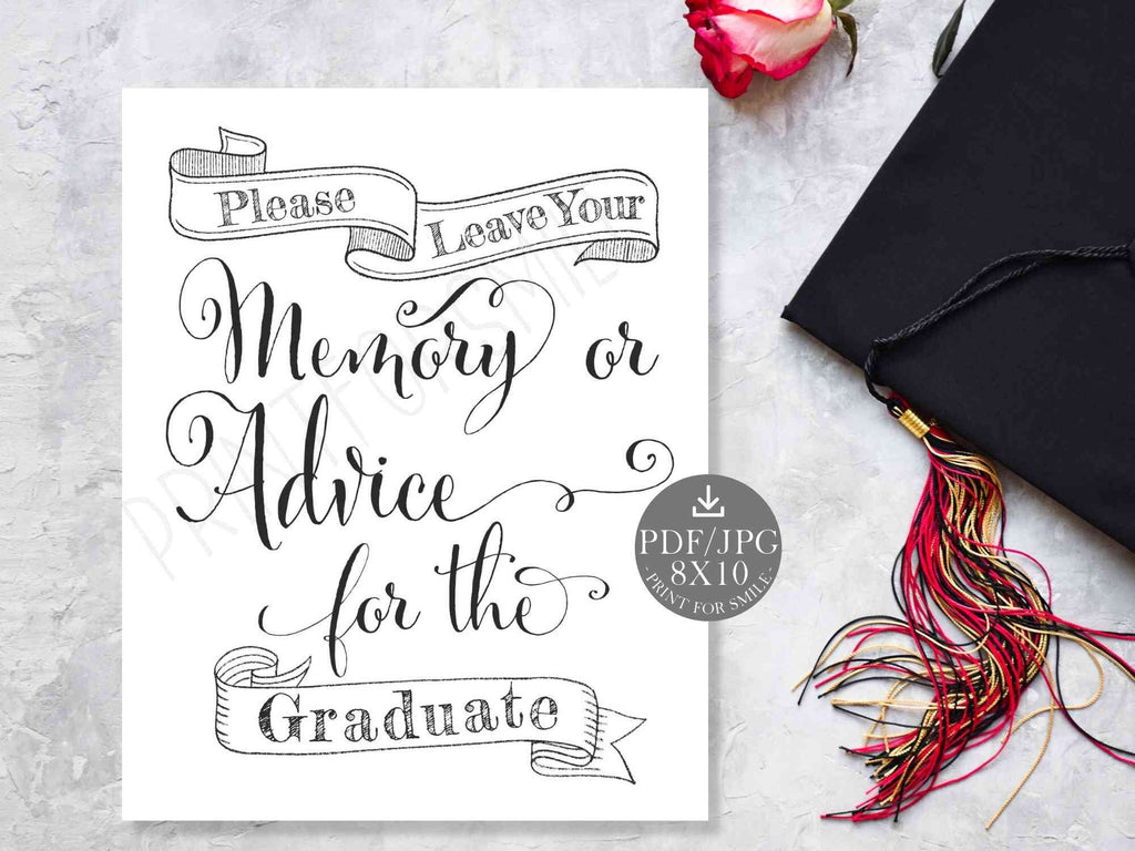 Graduation Memory Or Advice Cards Sign PRINTABLE