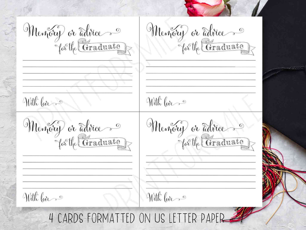 Graduation Memory Cards Advice PRINTABLE