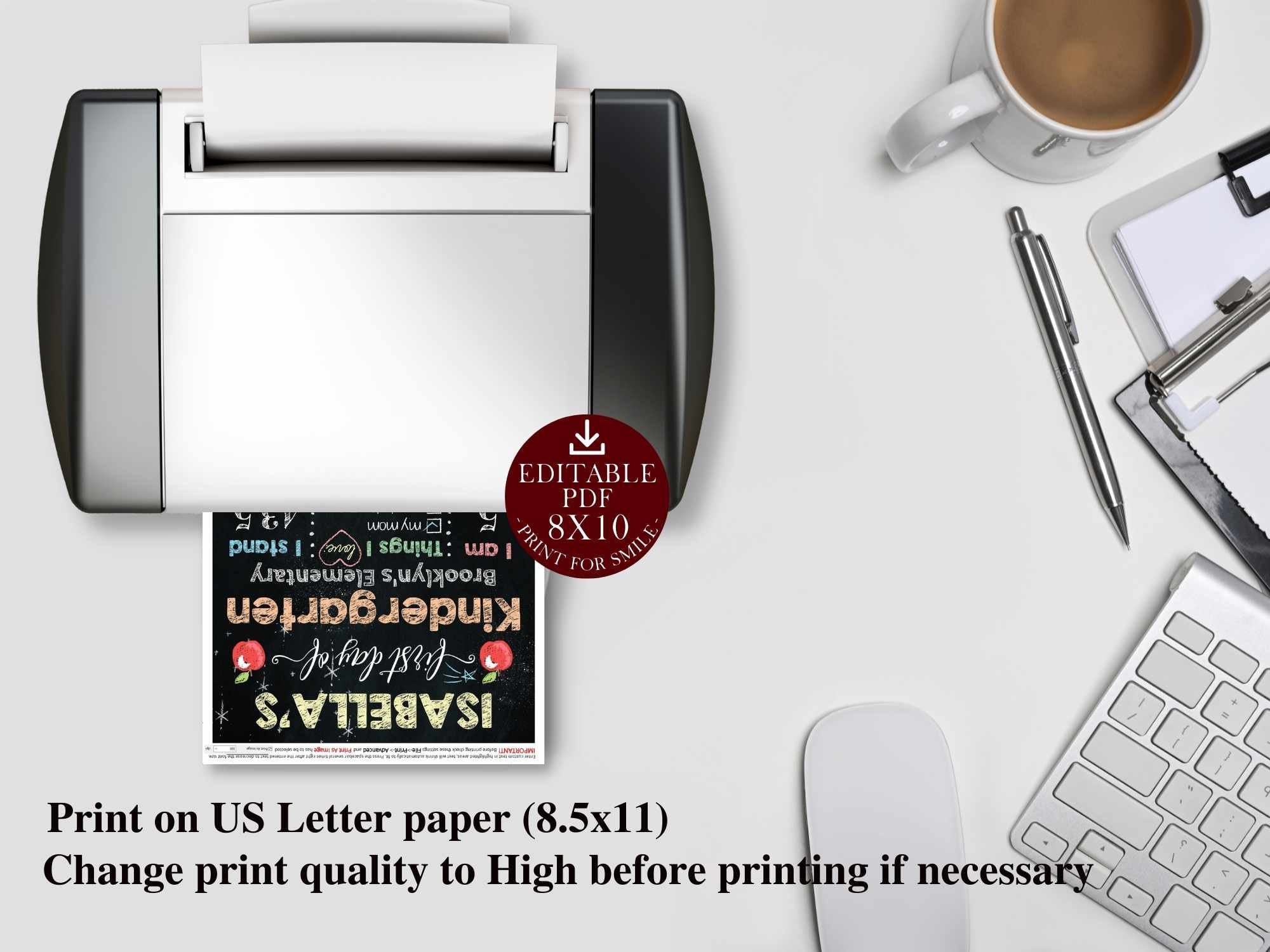 PRINTABLE Editable First Day Of School Sign PDF Template