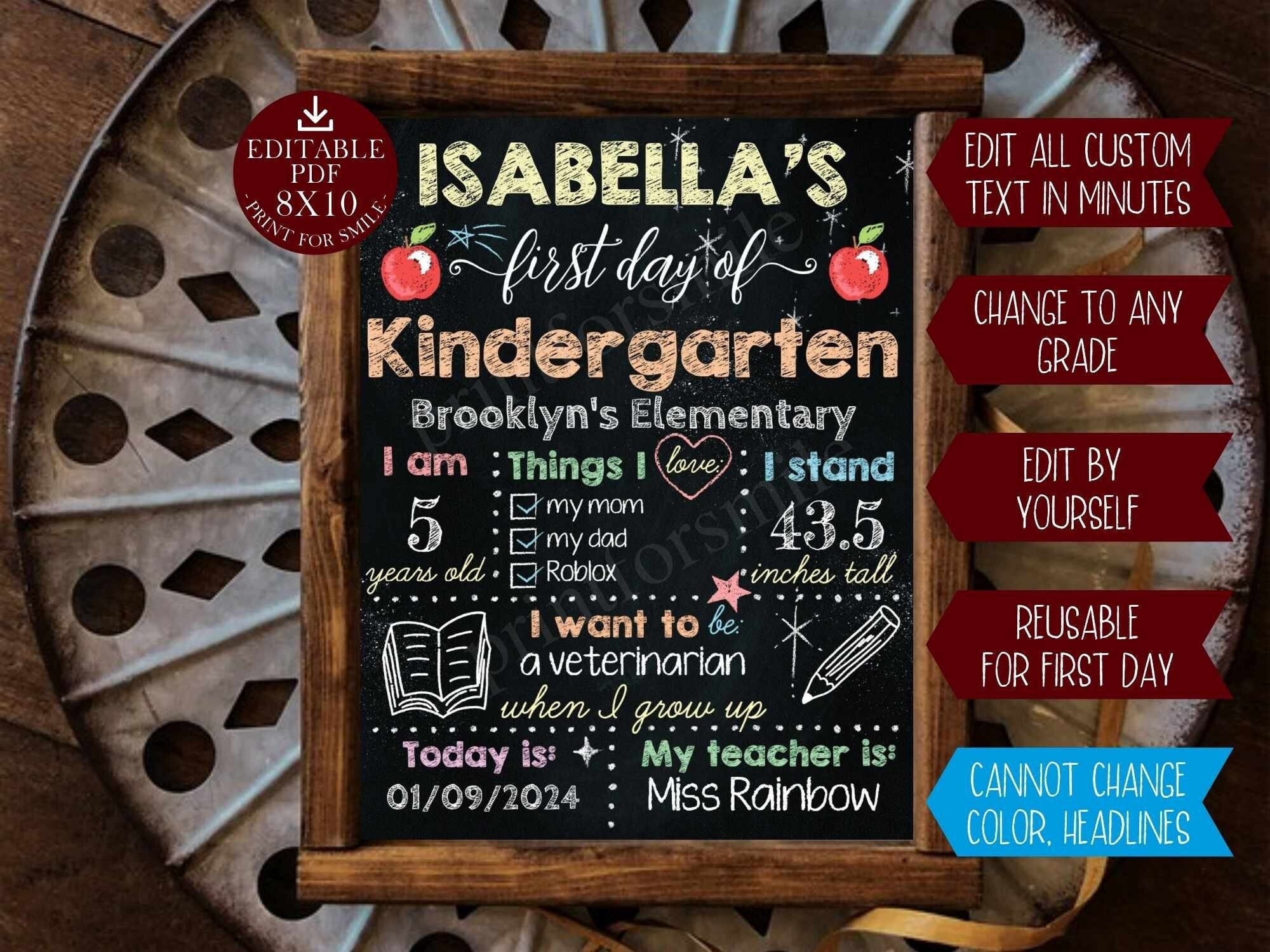 PRINTABLE Editable First Day Of School Sign PDF Template