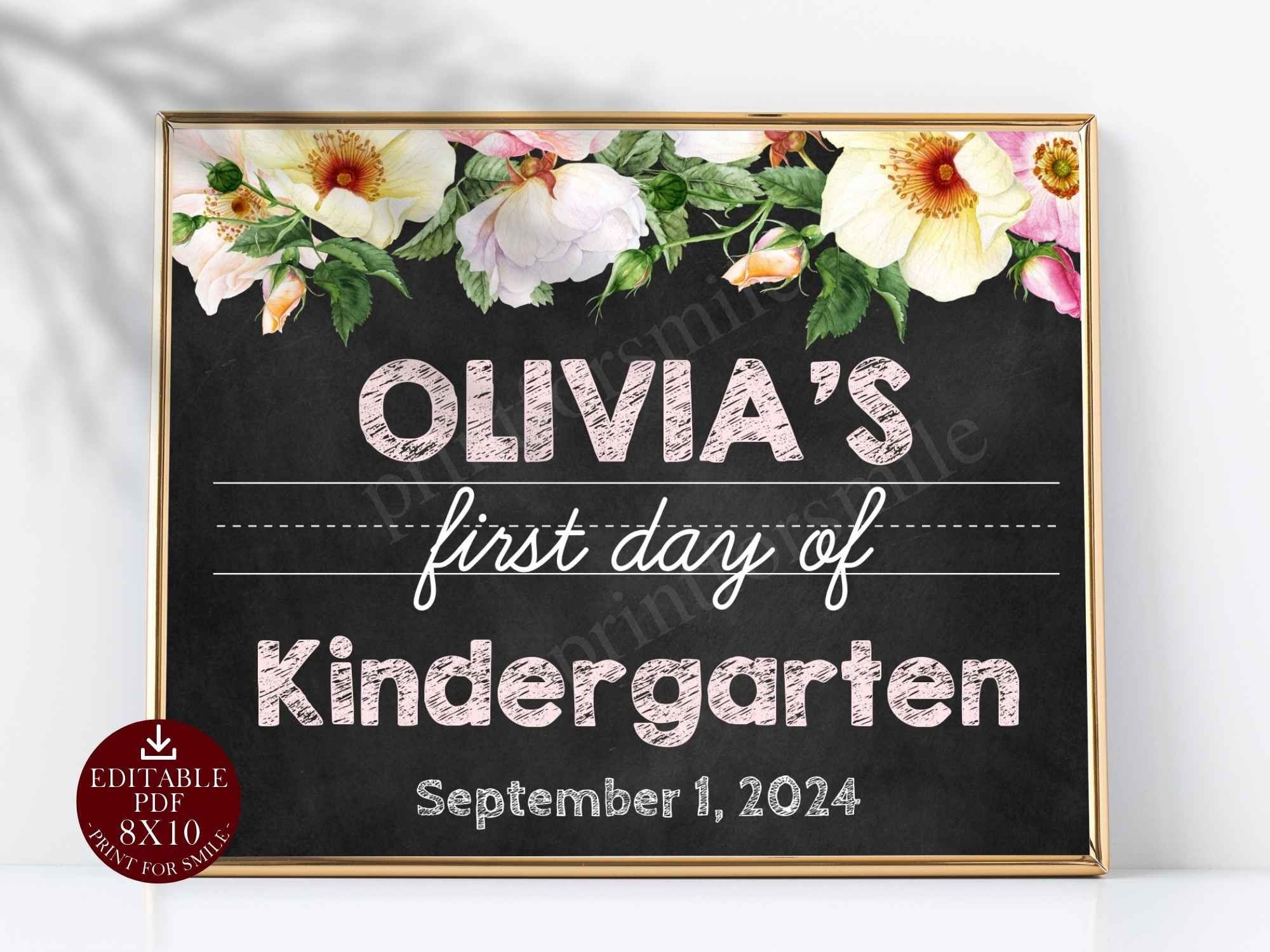 Editable PRINTABLE Floral First Day Of School Sign PDF Template