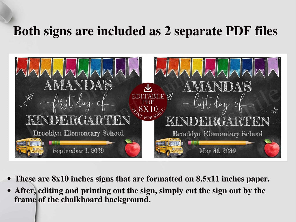 Last Day Of School Sign Editable Template PDF PRINTABLE First Day