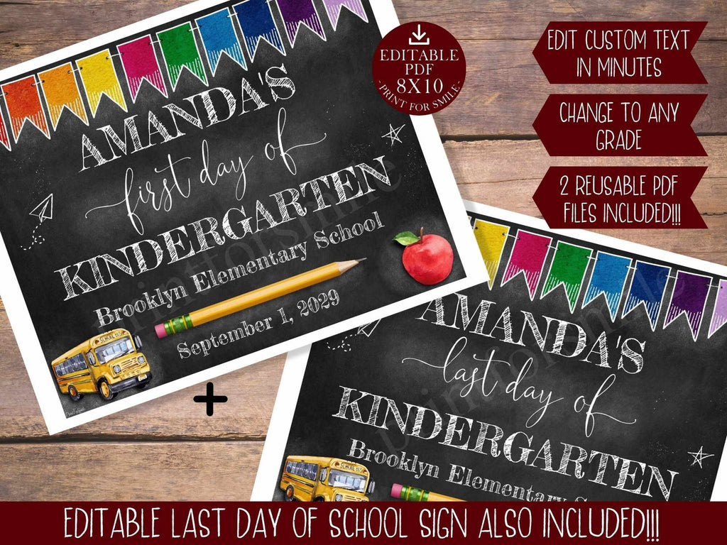 Last Day Of School Sign Editable Template PDF PRINTABLE First Day