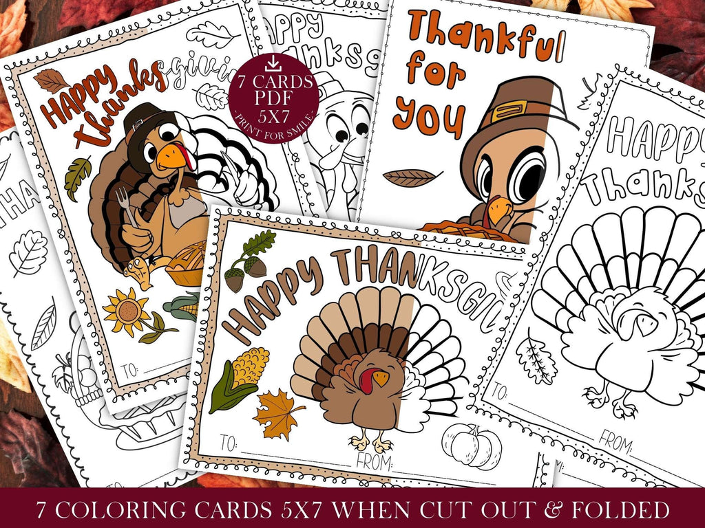 Thanksgiving Coloring Cards PRINTABLE