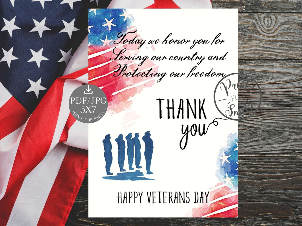 Happy Veterans Day Card PRINTABLE